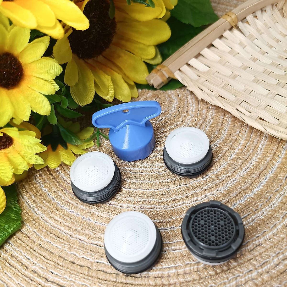 BOETOADG 4PCS Cache Aerator M24, Plug-In Faucet Restrictor Replacement Parts for Kitchen Cache Bathroom Sink Aerator with Key Removal Wrench Tool, 2.2GPM, 24mm/0.95inch