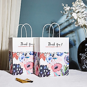 SUNCOLOR 25 Pieces 10" Paper Thank You Gift Bags with Handle