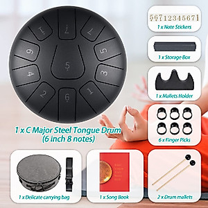 Steel Drum, Steel Tongue Drum 10 Inches 11 Notes, Percussion Instrument Handpan Healing Drum