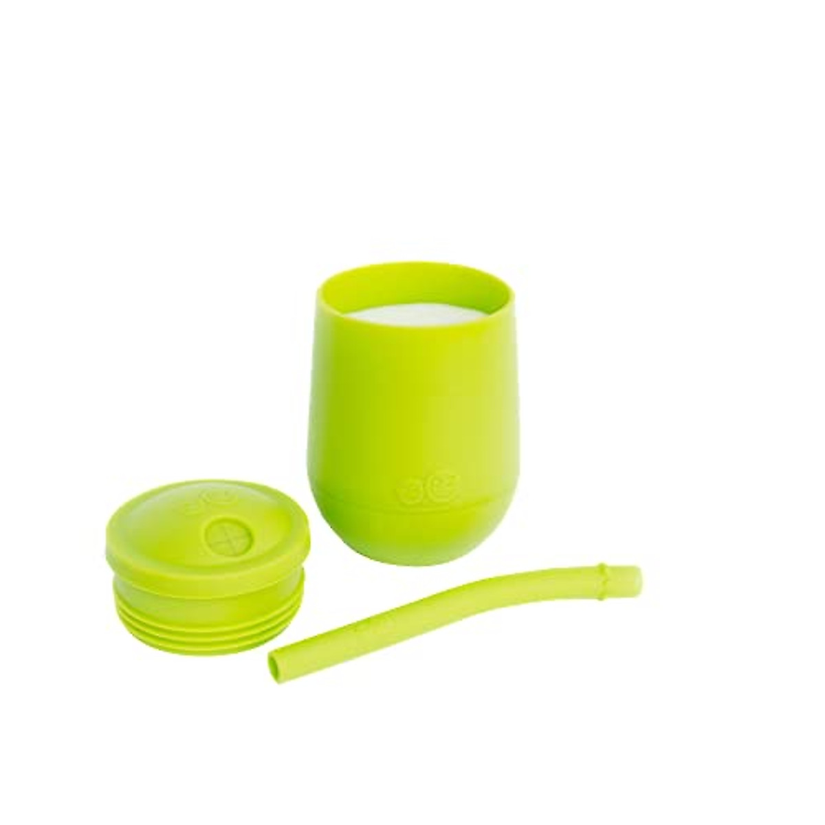 ezpz Mini Cup + Straw Training System 3-Pack (Blue, Coral & Lime) - 100% Silicone Training Cup for Infants + Toddlers - Designed by a Pediatric Feeding Specialist - 12 Months+