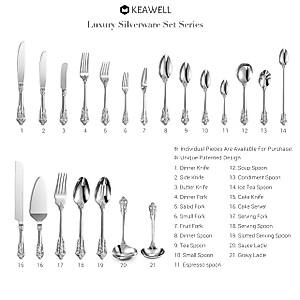 KEAWELL Luxurious 9 Inch Long Iced Tea Spoon Set - 4 Pieces - Gorgeous Design with Exceptional Mirror Polished Finish - 18/10 Stainless Steel- Perfect for Tall Glasses, Cocktails (Silver)