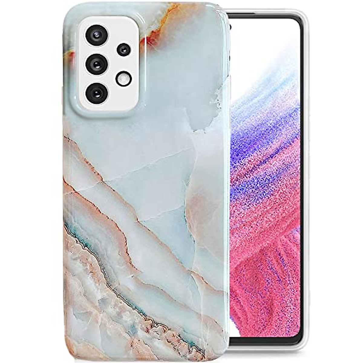 J.west Galaxy A53 5G Case 6.5-inch, Grey Marble Print Pattern Design Cute Graphics Stone Slim Protective Sturdy Women Girls Soft Silicone Phone Cases Cover for Samsung Galaxy A53 5G 2022