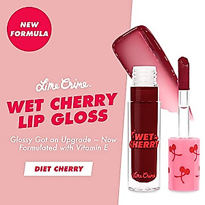Lime Crime Wet Cherry Lip Gloss, Diet Cherry (Deep Berry) - Cherry Scented Lightweight, Plumping & Comfortable Ultra Glossy Sheen That Won't Stick - Long Lasting & Non-Sticky - Vegan Makeup