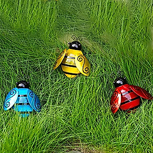 RAVTEK Solar Bee Lights, Smart Lighting Fairy Lights Outdoor with Switch, Waterproof Solar Decor Lights for Patio Garden Yard Bedroom (Yellow)