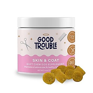 Good Trouble Pets Skin & Coat Supplement for Dogs - Bacon & Chicken Flavor, Promotes Healthy Coat & Skin, 30 Chews for Optimal Results