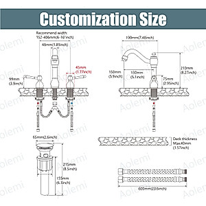 Aolemi Matte Black 8 Inch 3 Holes Widespread Bathroom Sink Faucet Doubel Lever Handle Vanity Basin Mixer Tap with Pop Up Drain Assembly Deck Mount