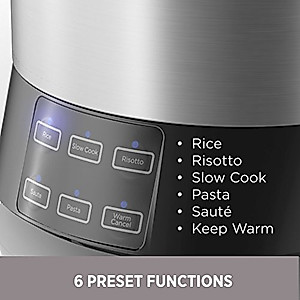 BLACK+DECKER RCR520S All-in-One Cooking Pot, 20-Cup Cooked/10-Cup Uncooked Rice Cooker, Slow Cooker and Food Steamer with Saute Function, Stainless Steel