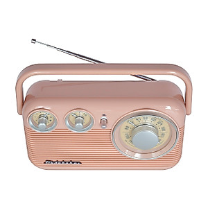 Studebaker SB2003 Retro Portable AM/FM Radio AC or Battery Operated (Rose Gold)