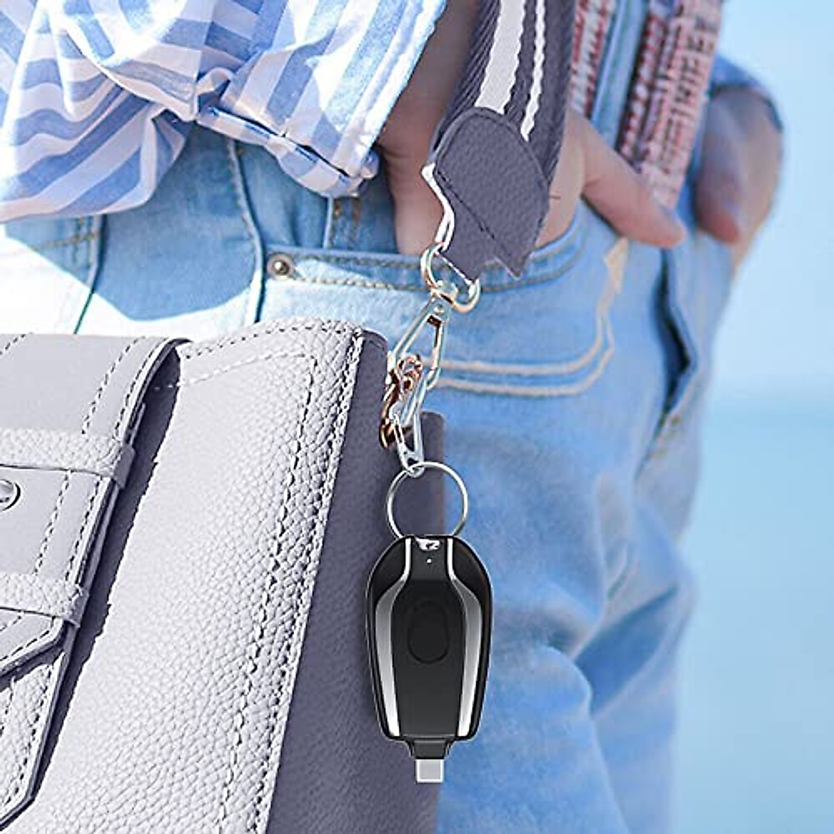Keychain Portable Charger for Andriod, 1500mAh Mini Power Eme rgency Pod, Portable Mini Power Bank, Emer gency Charger, Portable Keychain Phone Charger, Fast Charging Compatible with i Phone