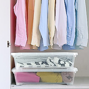 Lesbin 3-Pack Plastic Under bed Storage Box, Clear Latch Bin with Lid, 40 Quart