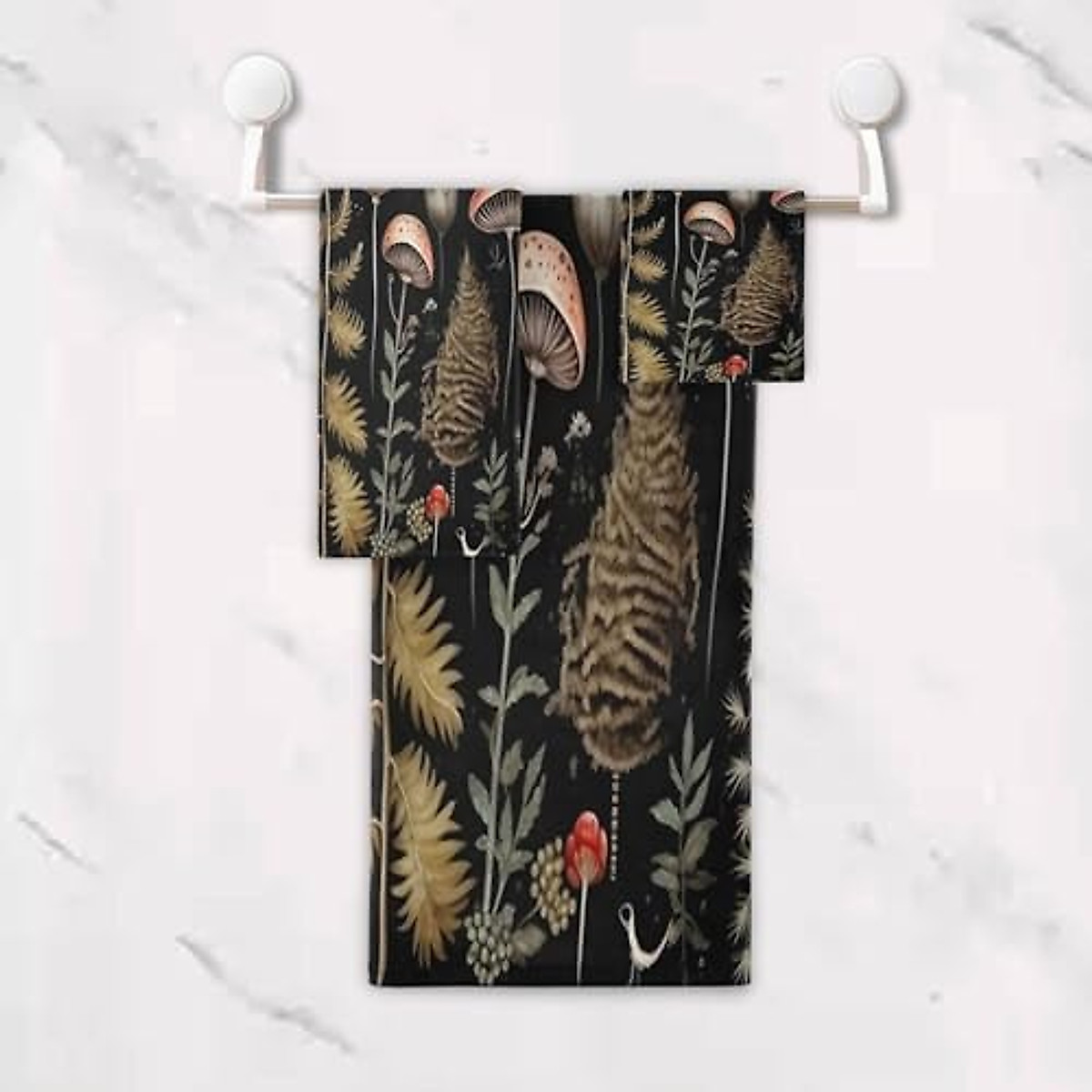 Flradish Mushrooms Towels 3 Pack Bath Towels for Bathroom Set Soft Cotton Highly Absorbent Lightweight & Quickdry Towel Set 1 Bath Towel,1 Hand Towel,1 Washclothe