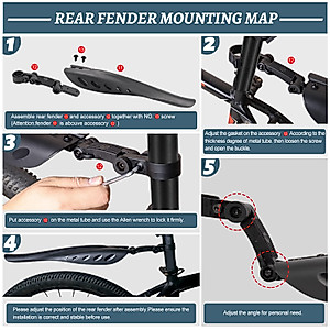 Bike Fender Set with 26ft DIY Reflective Tape, Adjustable Bicycle Fenders for 22"/24"/26"/27.5", 3 Parts-Universal Full Cover Thicken Widen, Front/Rear Mud Guards Fit for MTB Mountain Road Bike