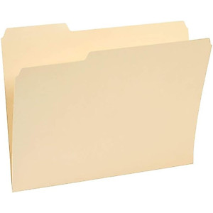 Staples 116657 Manila File Folders Letter 3 Tab Assorted Position 100/Box