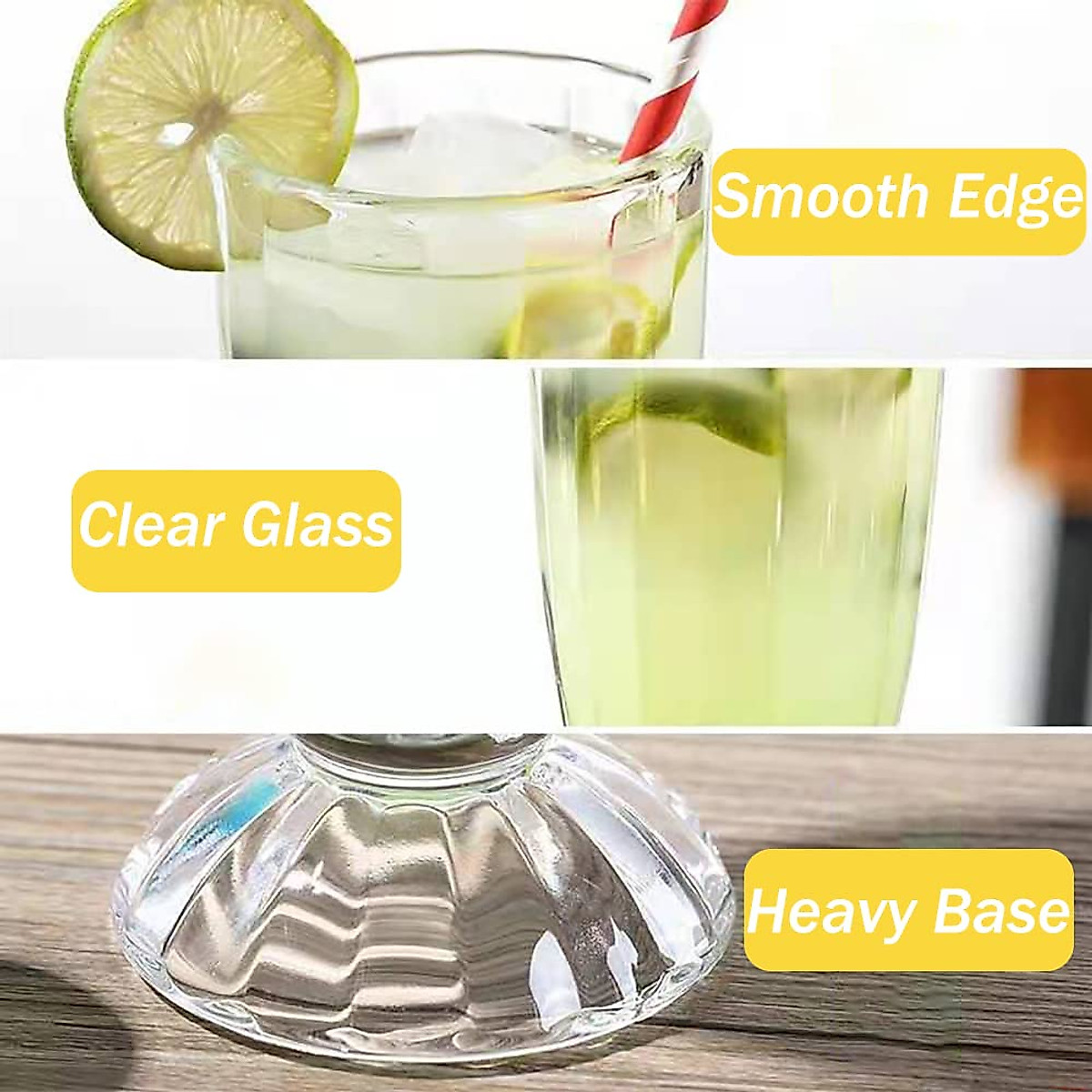 Cezoyx Set of 6 Milkshake Glasses with Spoons, 12 Oz Old Fashioned Soda Glasses Clear Cocktail Glasses, Ice Cream Sundae Cups for Smoothies, Milk Shakes, Sundaes and more