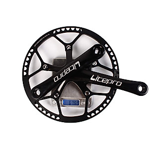 Folding Bike 130 BCD Crank, Round Single Speed Chainring 45T 47T 53T 56T 58T, Bicycle Black Aluminium Alloy Ultralight Sprocket Crankset, Fit 14'' 16'' 20'' Folding Bike