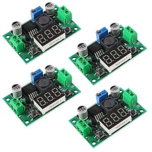 4pcs LM2596 Adjustable DC-DC Step Down Buck Power Convert Module 4.0-40V Input to 1.25-37V Output with LED Voltmeter Display