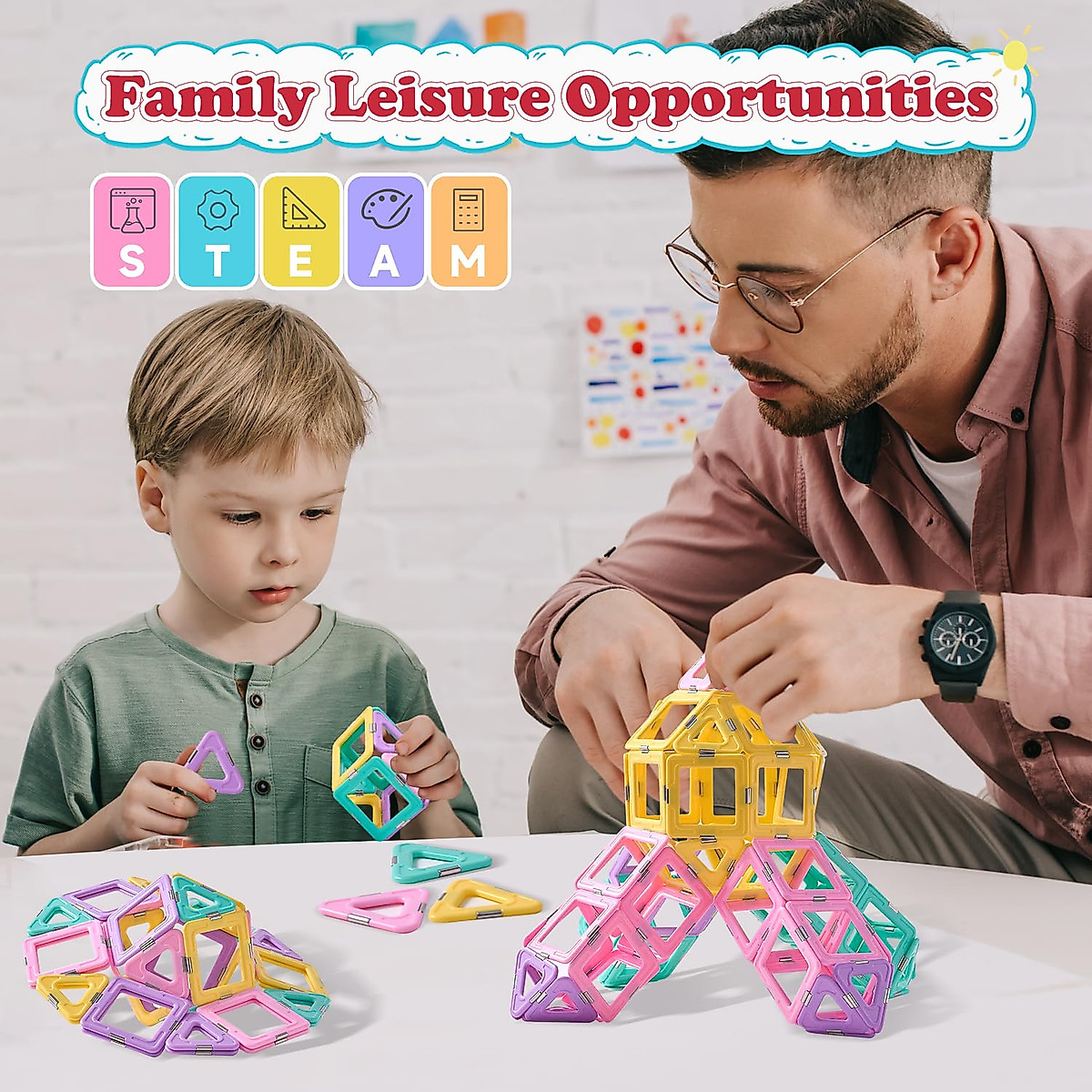 JAiiMen Magnetic Tiles Toys, Kids Building Blocks Set, 3D Magnet Tile Girls Boys STEM Toy Learning Educational Christmas Birthday Gifts for Toddlers 3 4 5 6 7 8+ Year Old