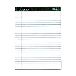 TOPS Docket Writing Pads, 8-1/2" x 11-3/4", Legal Rule, White Paper, 50 Sheets, 12 Pack (63410)
