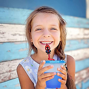 24 Spiderman Party Favors Reusable Spidey Drinking Straws 8 Designs Great for Spiderman Birthday Party Supplies with 2 Cleaning Brushes