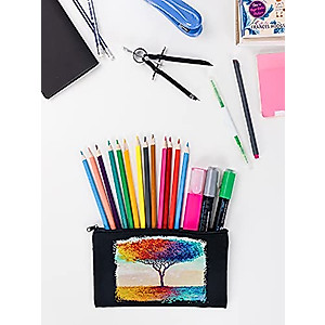 SMARTAKE 16-Pack Canvas DIY Craft Zipper Bags Blank Makeup Bags, Multipurpose Cosmetic Travel Toiletry Pouch for Office, Cash, Bill, Receipt Storage, 8.3’’ x 4.6’’ (Black)