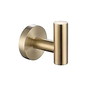 ZWTNBFST Bath Towel Hook Wall-Mounted SUS 304 Stainless Steel Coat Hook for Bathroom Kitchen Livingroom Garage Hotel Brushed Finish 2 Pcs (Brushed Gold)