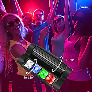 Seven Stars Moving Head DJ Light, 8 Beams Spider LED Stage Light, Master-Slave/DMX/Sound/Auto Control Modes, RGBW 4 in 1 Spotlighting for Wedding, Karaoke, Disco, Light Show and Events (2 Pack)