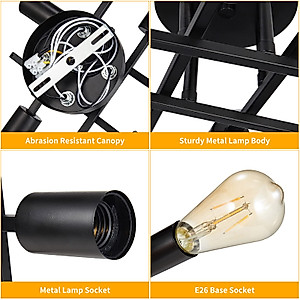 Semi Flush Mount Ceiling Light Fixture 4-Light, Modern Farmhouse Close to Ceiling Light Black, E26 Socket Chandelier Light Fixture Ceiling for Bedroom Kitchen hallway bathroom Living Room Dining Room