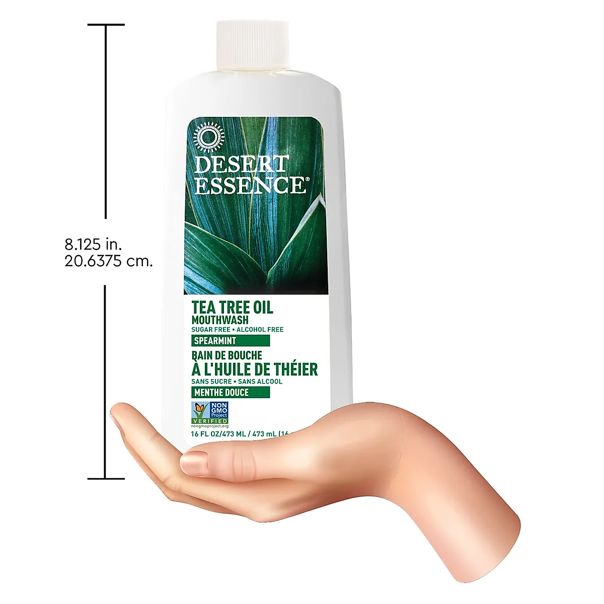 Desert Essence Tea Tree Oil Mouthwash - 16 Fl Ounce - Pack of 6 - Natural Refreshing - Spearmint Flavor - Helps Reduce Plaque Buildup - Refreshes Mouth & Gums - Vitamin C - Oral Care - No Parabens