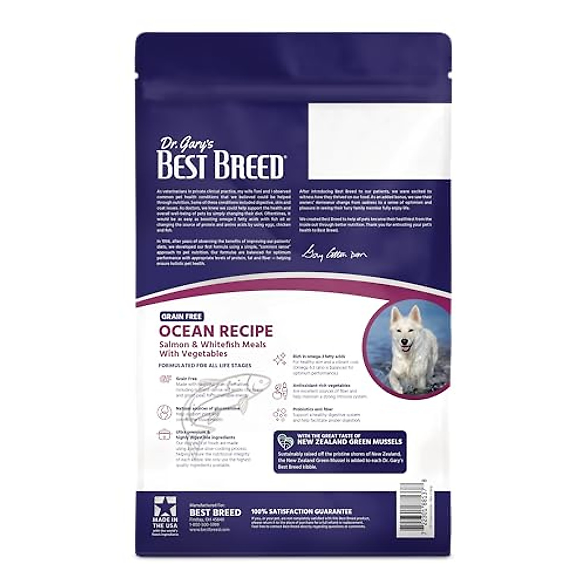 Best Breed Dr. Gary's Grain Free Ocean Recipe Slow-Cooked in USA, Natural Dry Dog Food for All Breeds and Sizes, 4lbs.