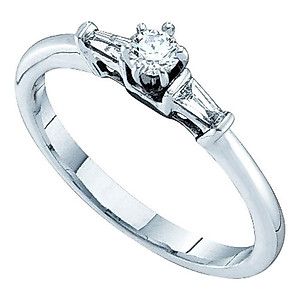 Dazzlingrock Collection 14kt White Gold Womens Round Diamond Solitaire Bridal Wedding Engagement Ring 1/5 ctw