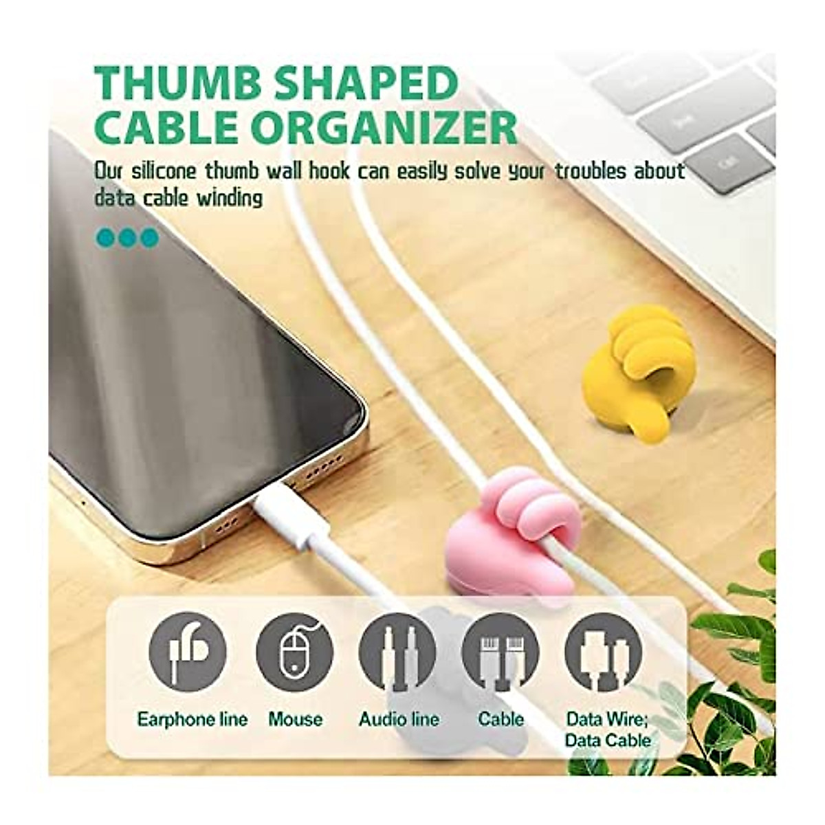 Dverrtuy Self-Adhesive Thumb Hooks, 16pcs Creative Silicone Thumb Wall Hooks Key Toothbrush Thumb Hook Holder for Data Cable Headphones Home Office Wall Storage Multifunctional Nail Free