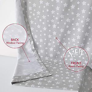 Kids Curtains for Bedroom 42W x 63H Inch 2 Panels, Thermal Insulated Curtains Noise Reducing Window Curtain, Star Print Room Curtains for Living Room, Grey Star
