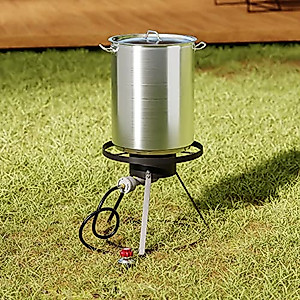 Krollen Industrial 30 Qt. Turkey Fryer Kit with Aluminum Stock Pot and Accessories - 55,000 BTU