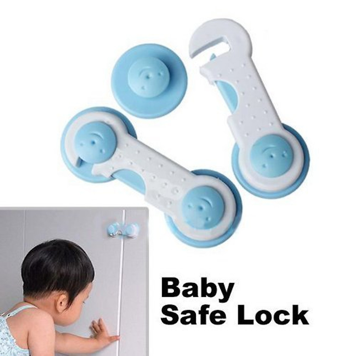 vanki 5 PCS Blue Adhesive Kids Baby Child Safety Cabinet Door Fridge Drawer Cupboard Locks