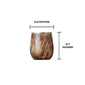 S'well Stainless Steel Wine Tumbler - 9 Fl Oz - Teakwood - Triple-Layered Vacuum-Insulated Container Designed to Keep Drinks Colder, Longer - BPA-Free Barware Accessories
