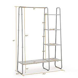 SunnyPoint Freestanding Clothes Metal Garment and Accessories, Organizer Closet Rack (WHT)