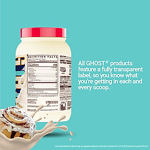 GHOST VEGAN Protein Powder, Cinnabon - 2lb, 20g of Protein - Plant-Based Pea & Organic Pumpkin Protein - ­Post Workout & Nutrition Shakes, Smoothies, & Baking - Soy & Gluten-Free
