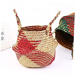 BUGUUYO Arched Flower Basket Bamboo Red