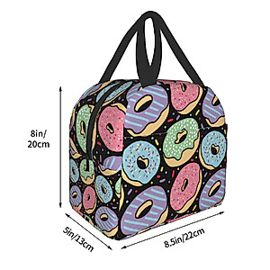 carati Colorful Donuts Lunch Box Insulated Lunch Boxes Waterproof Lunch Bag Reusable Lunch Tote With Front Pocket For School Office Picnic