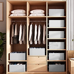 Secret Space Wardrobe Clothes Organizer, 4 Pack Durable Large 7 Grids Clothes Organizer for Folded Clothes, Washable Closet Drawer Storage Organizer for Clothes, Pants, Jeans and T-Shirt, Drak Grey