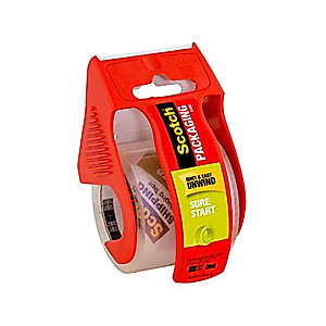 Scotch Sure Start Packing Tape, Clear, Quiet Unwind and Easy Start, Moving Supplies, 1.88 in. x 22.2 yd., 6 Tape Rolls with Dispensers