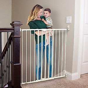 Toddleroo by North States Baby Gate for Stairs and Doorways: Tall Easy Swing & Lock Series 2 Child Gate, Fits Openings 28.68"-47.85" Wide. Safety Latch, Hardware Mount. (36" Tall, Warm White)