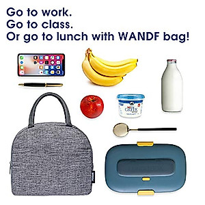 Lunch Bag Reusable Cooler Bag Lunch Box Containers Insulated Lunchbox Tote Bag Water-resistant Leakproof Womens Mens Office Work Beach Hiking Picnic Fishing (Grey with Upgrade Insulated Lining)