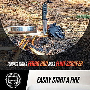 Survival Camping Knife | Fixed Blade Hunting Knife W Sheath | Gift Set For Him Knife with Fire Starter, G10 Scraper & Paracord | Bushcraft Outdoor Knife |Full Tang Tactical Survival Knife Kit