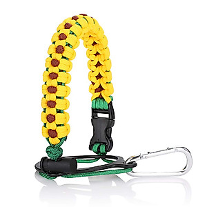 Accmor Water Bottle Handle for 12oz to 64oz Old Version Wide Mouth Hydro Flask, Bottles Accessories Paracord Strap Carrier with Safety Ring and Carabiner for Hiking (Yellow Flower)