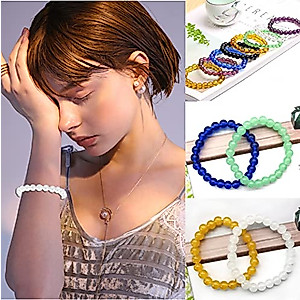 Jewdreamer 18Pcs 8mm Beaded Stretch Bracelet Handmade Glass Bracelet for Women Mens Multicolor Crystal Round Beads Bracelet Elastic Bead Bracelets Jewelry