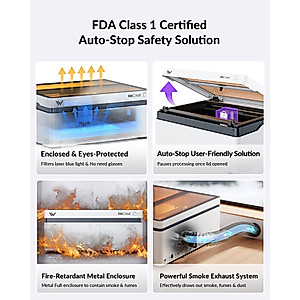 WECREAT Laser Engraver with Air Assist, 20W(20,000mW) Desktop Diode Laser Engraver and Cutter with Auto-Lifting Enclosure for Wood Acrylic Metal Leather DIY