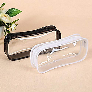 Academyus PVC Transparent Zipper Pencil Bag Pen Case Holder Stationery Storage Pouch Organizer Make Up Bag Black