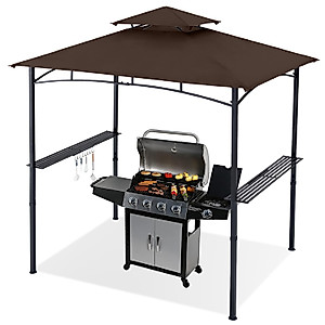 ABCCANOPY 8'x 5' Grill Gazebo Shelter, Outdoor BBQ Gazebo Canopy with LED Light (Coffee)