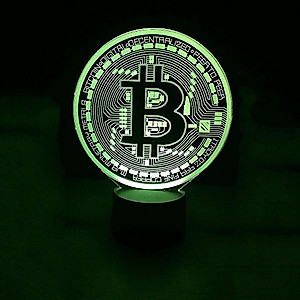 MOLLY HIESON 3D Bitcoin Sign Night Light Table Desk Optical Illusion Lamps 7 Color Changing Lights LED Table Lamp Xmas Home Love Birthday Children Kids Decor Toy Gift